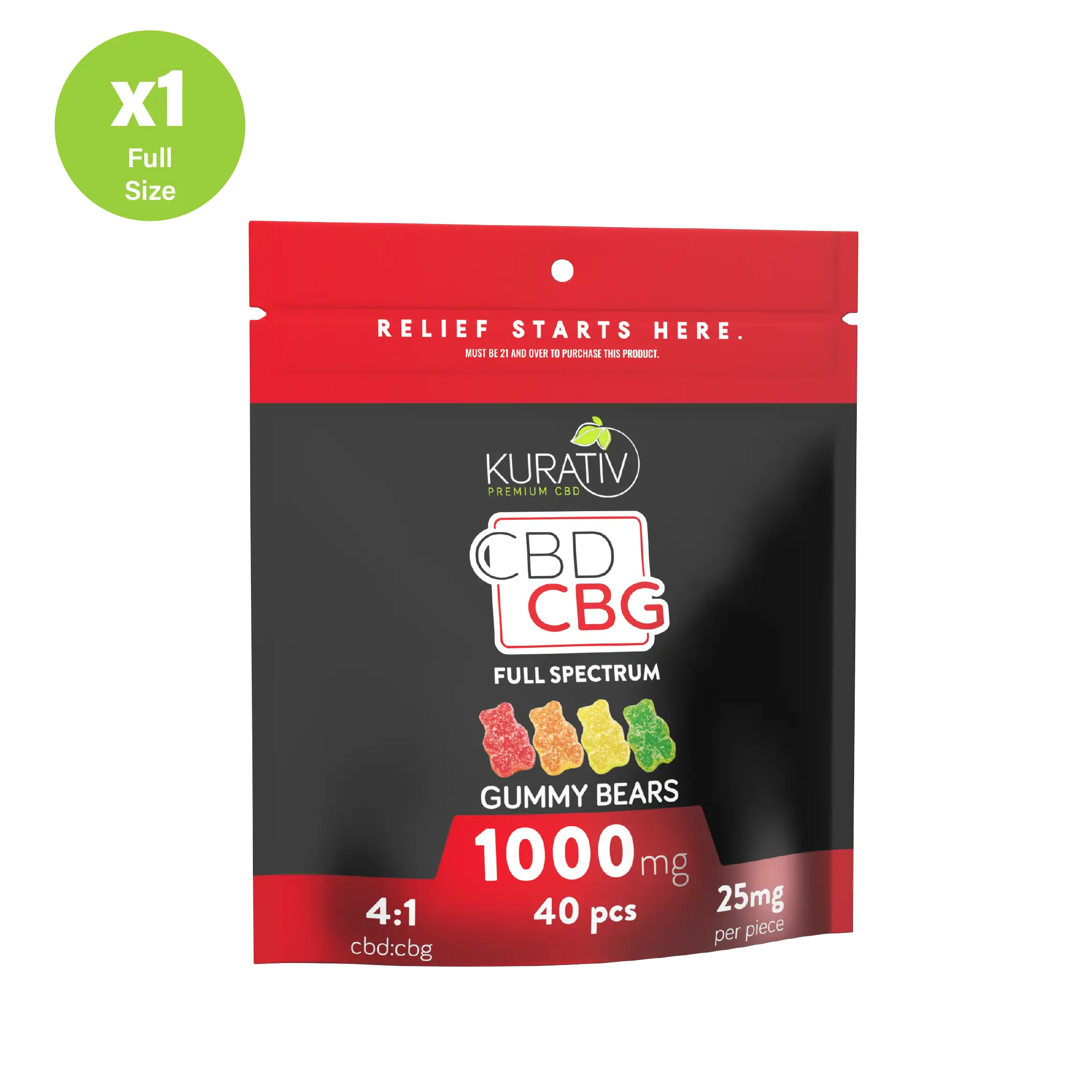 Full Spectrum CBG Gummy Bears 1000mg $64.99 - Kurativ Premium CBD ...