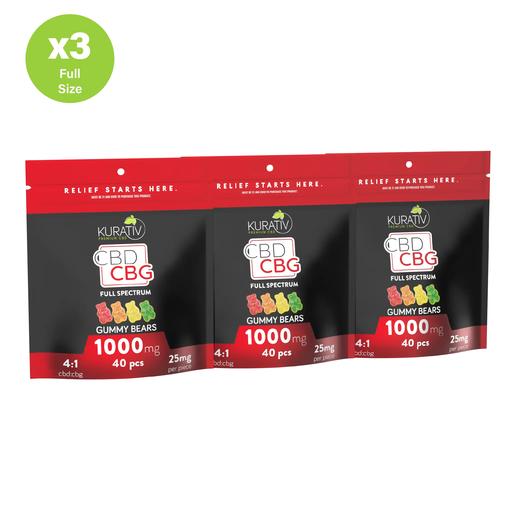 Full Spectrum CBG Gummy Bears 1000mg $64.99 - Kurativ Premium CBD ...